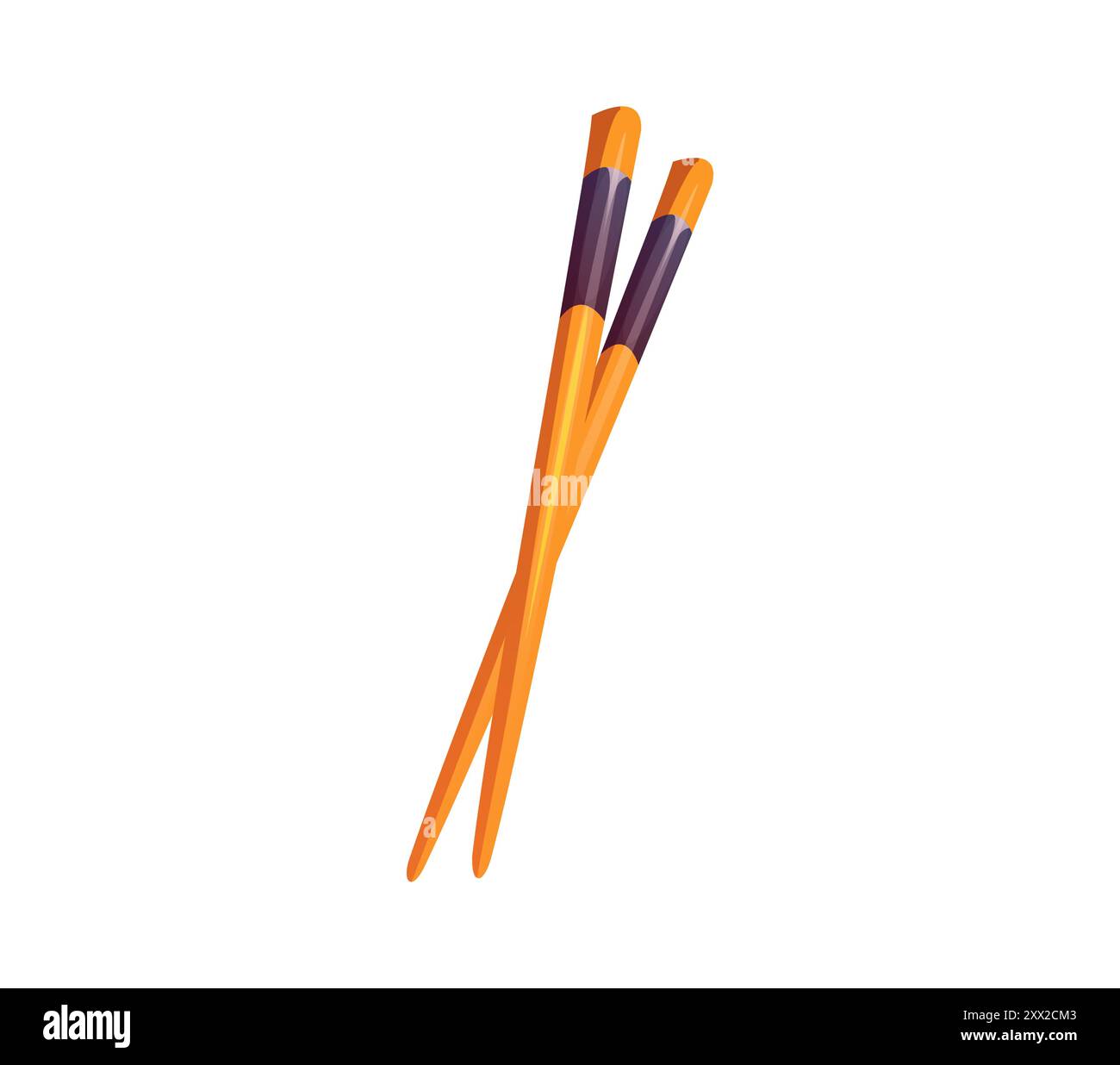 Cartoon pair of wooden chopsticks, elegantly tapered with tips ...