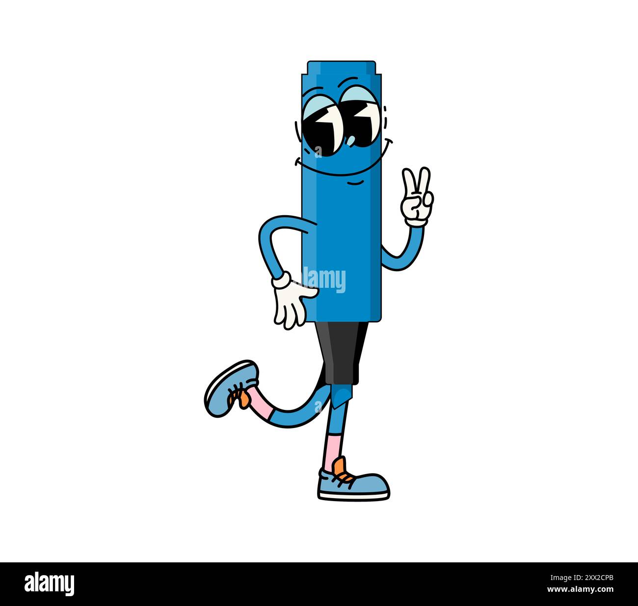 Cartoon groovy school permanent marker character. Isolated vector fun ...