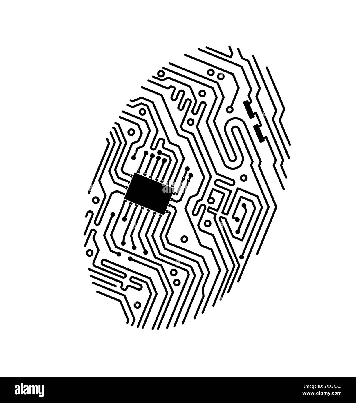 Computer Digital Fingerprint With Chipset On Circuit Board Vector