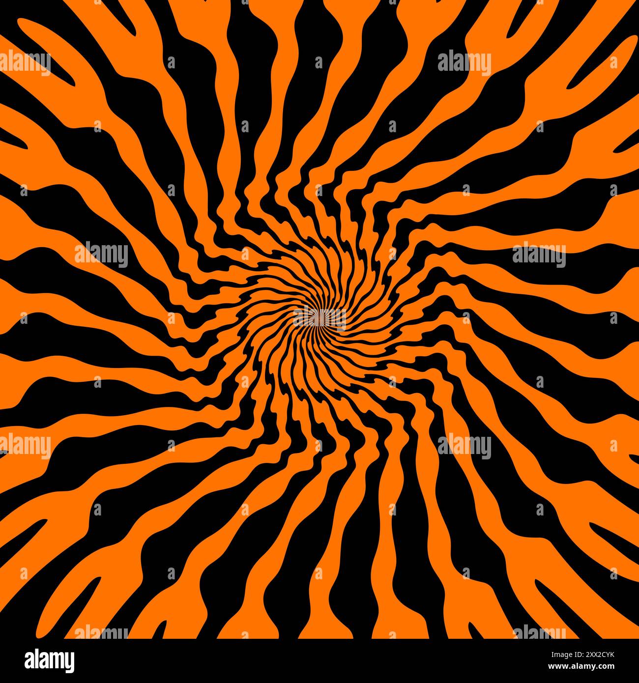 Psychedelic Halloween spiral pattern. Dynamic black and orange vortex ...