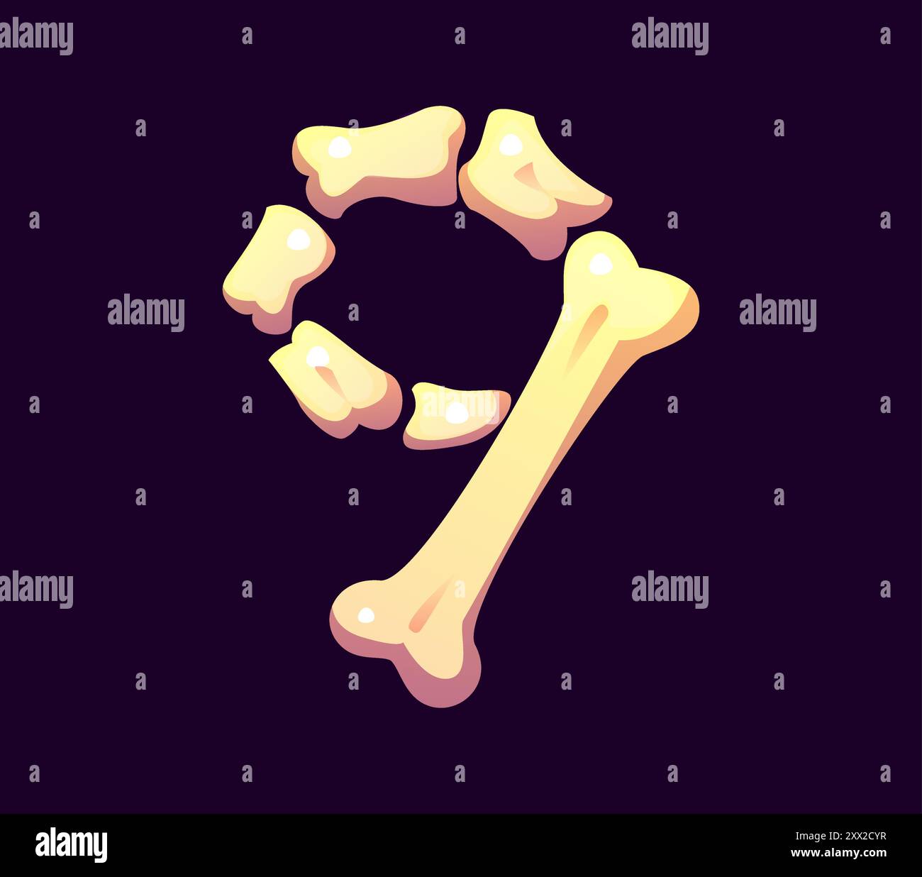 Number nine made of bs, Halloween font, cartoon evil type, funny scary ...