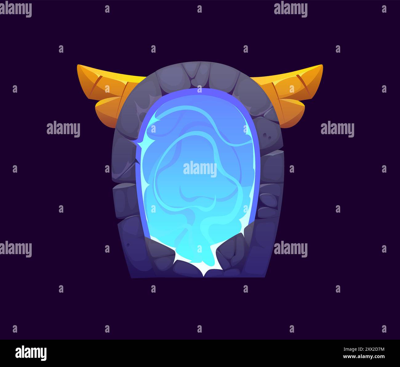 Fantasy game magic portal door, witchcraft game asset. Isolated vector ...