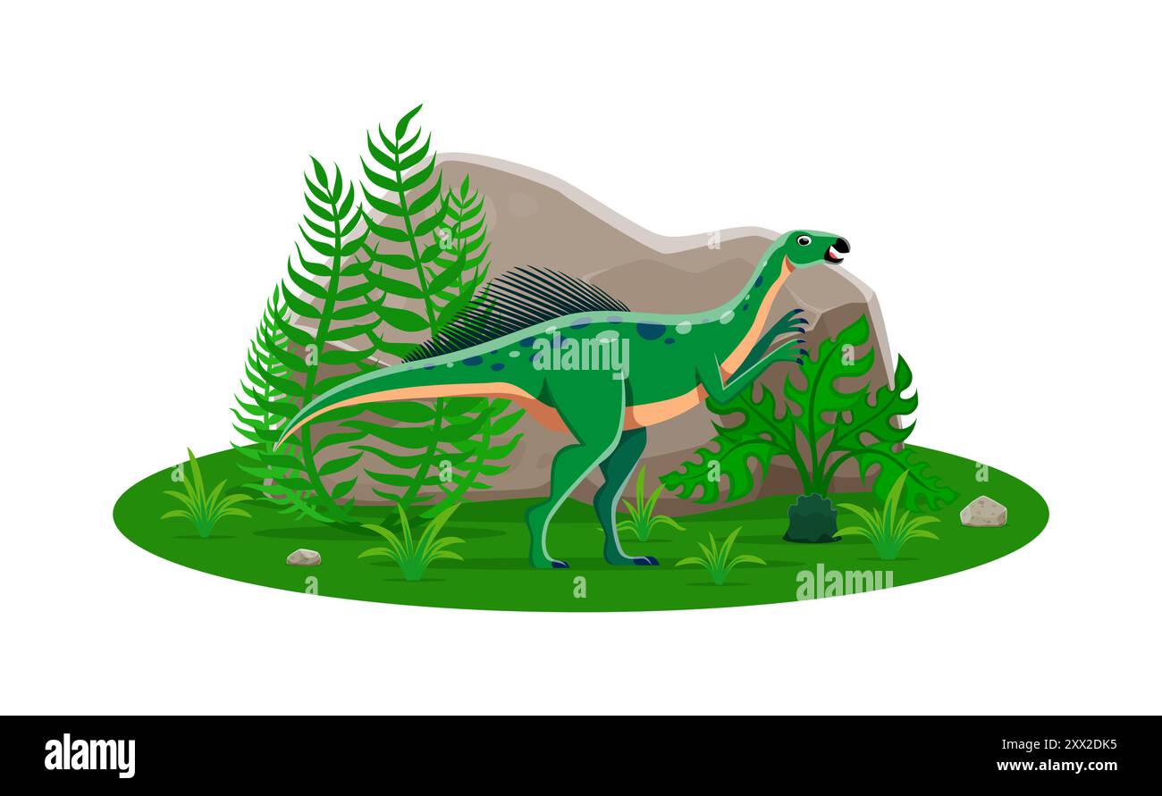 Wannanosaurus prehistoric dinosaur cartoon character. Isolated vector ...