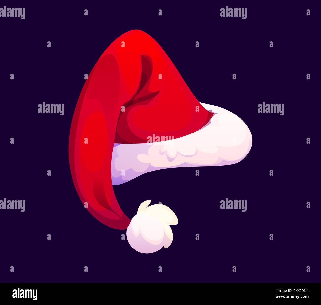 Cartoon Christmas Santa hat. Vector classic red, pointed headwear with ...