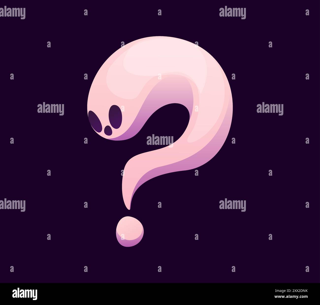 Halloween font, question sign in shape of the ghost. Cartoon evil type ...