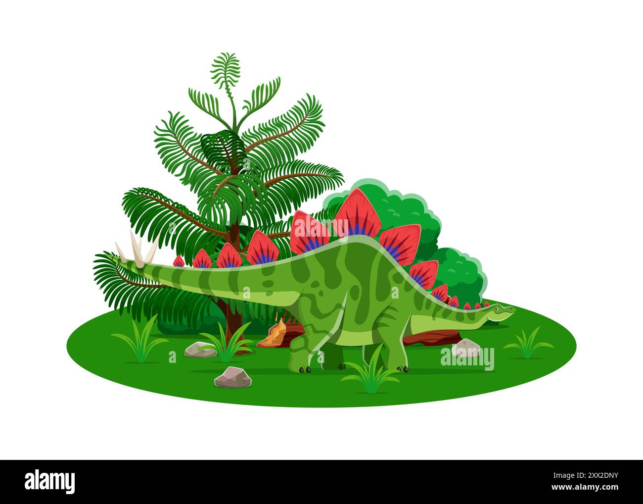 Stegosaurus prehistoric dinosaur cartoon character. Isolated vector ...