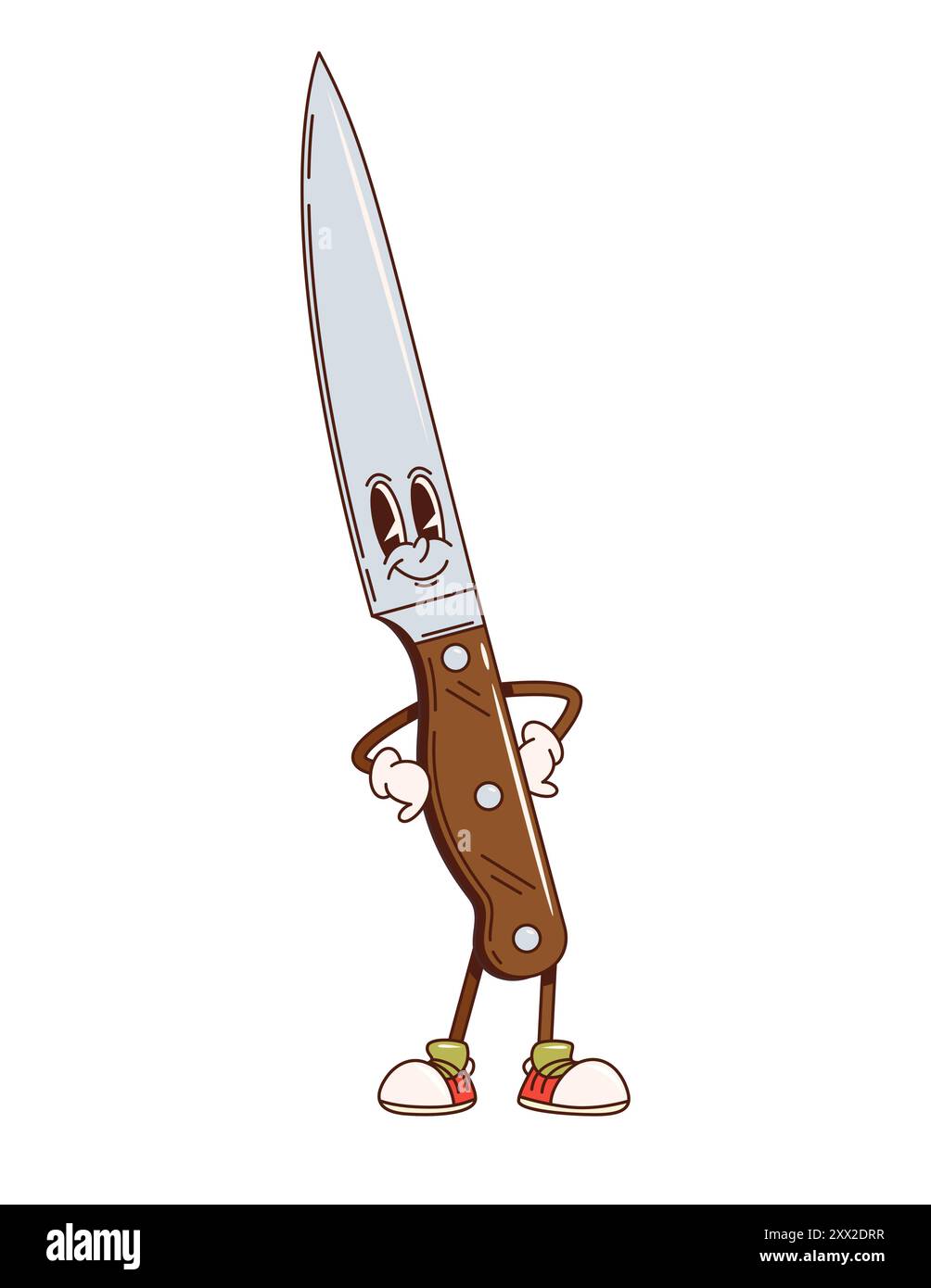 Knife retro groovy kitchenware and utensil character. Isolated cartoon ...
