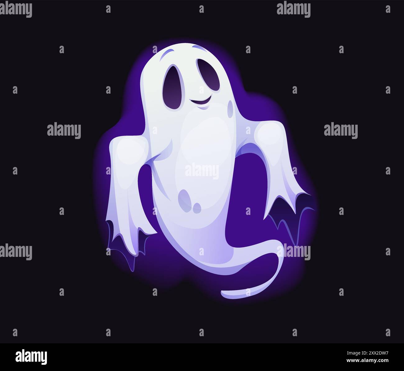 Cartoon Halloween ghost character, scary spooky personage, horror evil ...