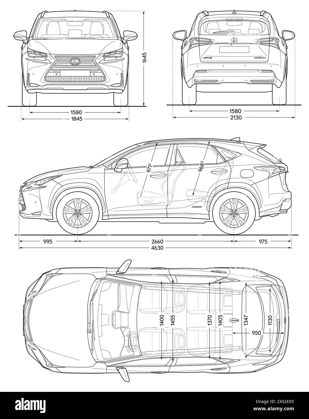 Lexus NX 2016 Car Blueprint Stock Vector Image & Art - Alamy