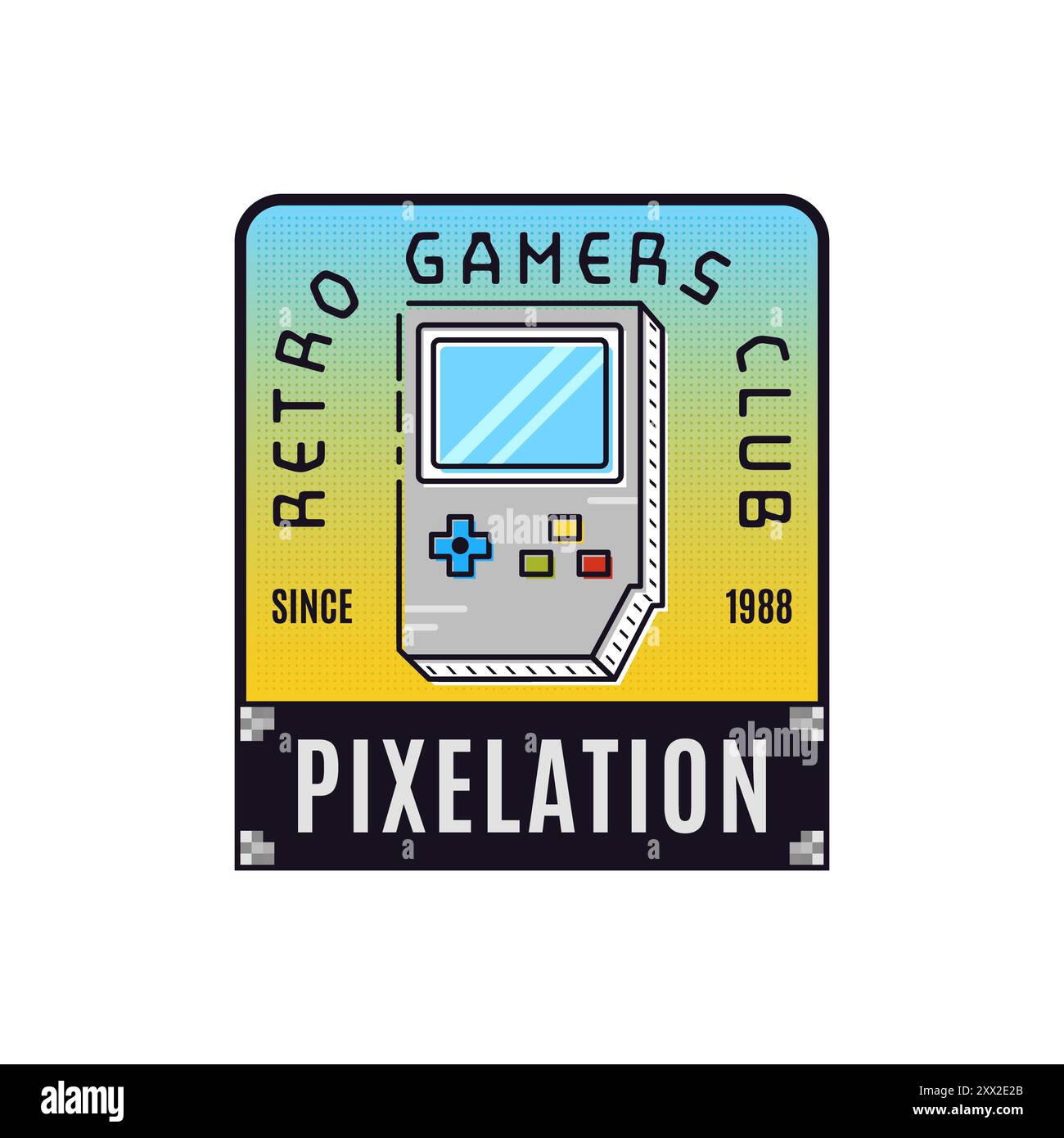 Retro gaming logo template with vintage console. Game badge design ...