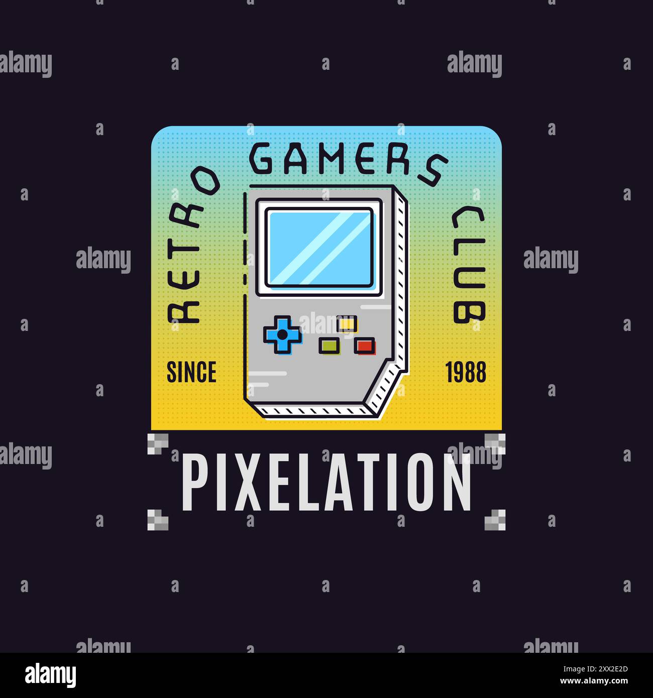 Retro gaming logo template with vintage console. Game badge design ...