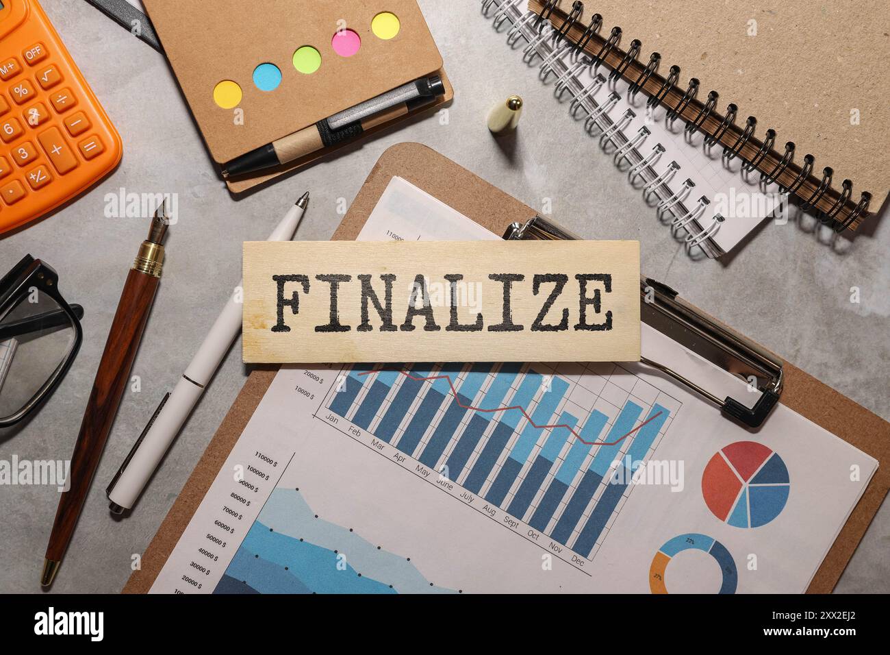 Final exam message written on ripped torn yellow paper piece with ...