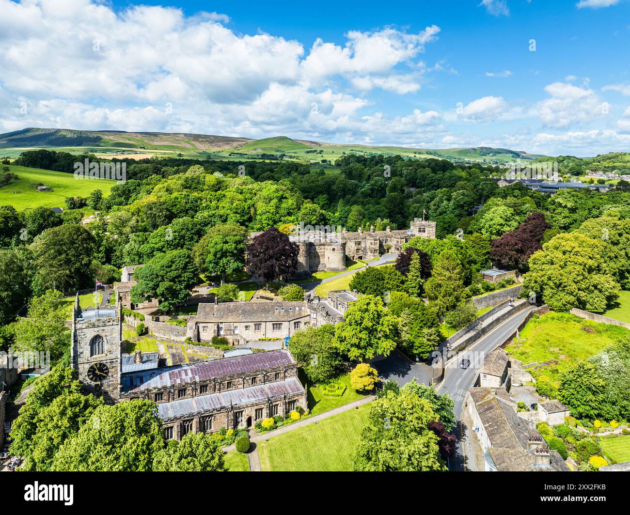 Skipton Castle from a drone, North Yorkshire, England Stock Photo - Alamy