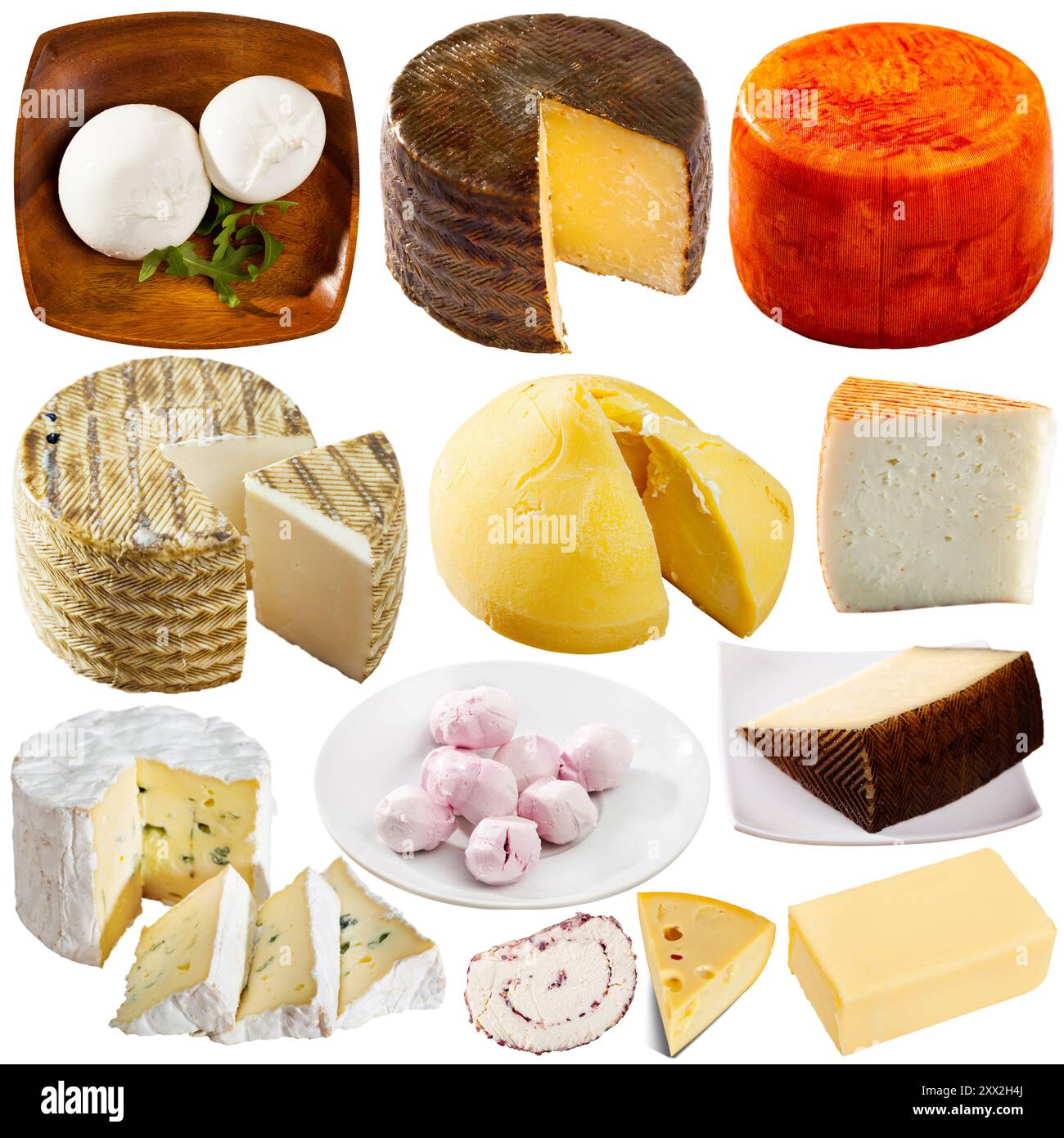 Collection of cheeses isolated on white background Stock Photo - Alamy