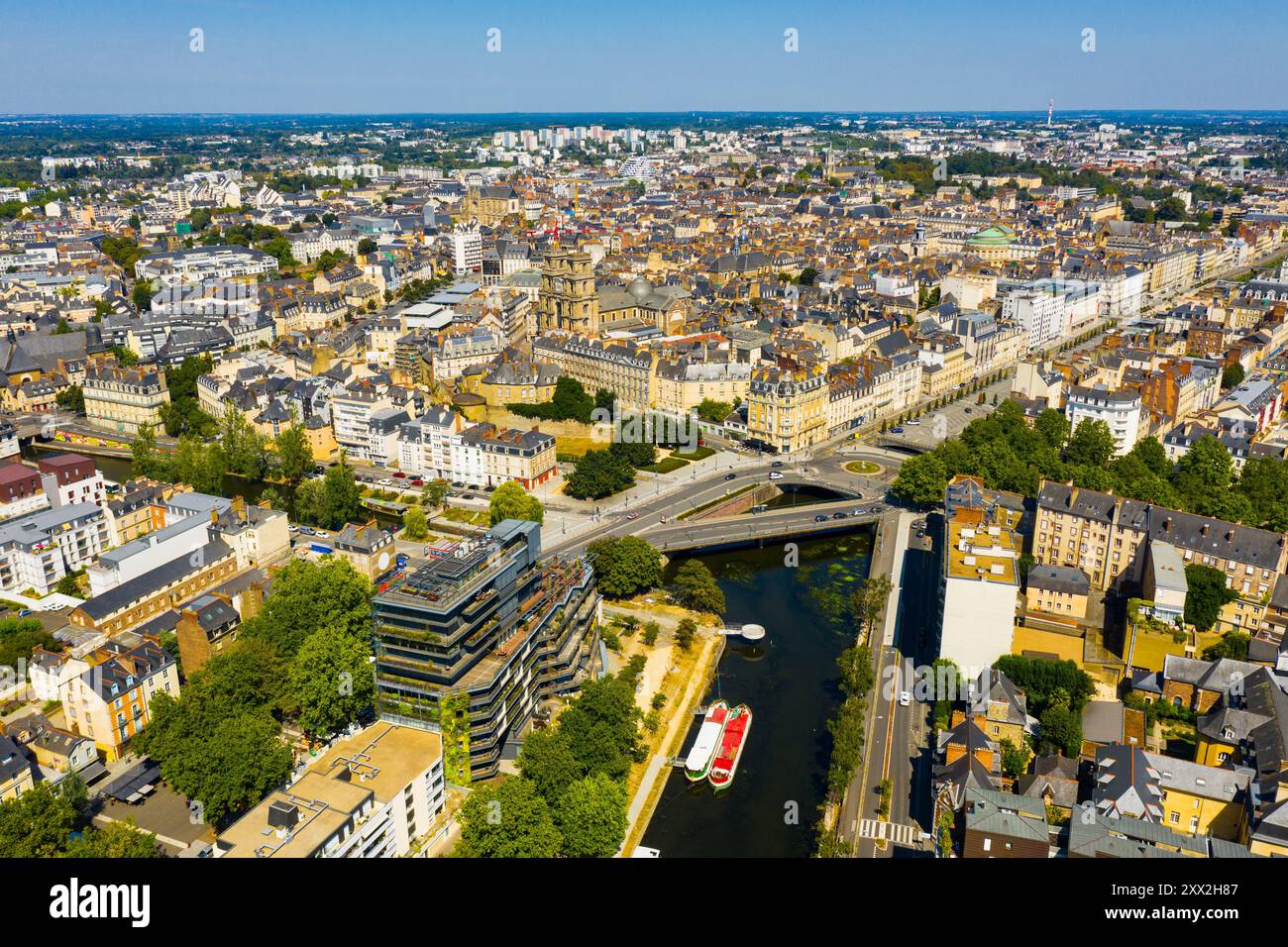 Rennes city with modern apartment buildings , Brittany region, France ...