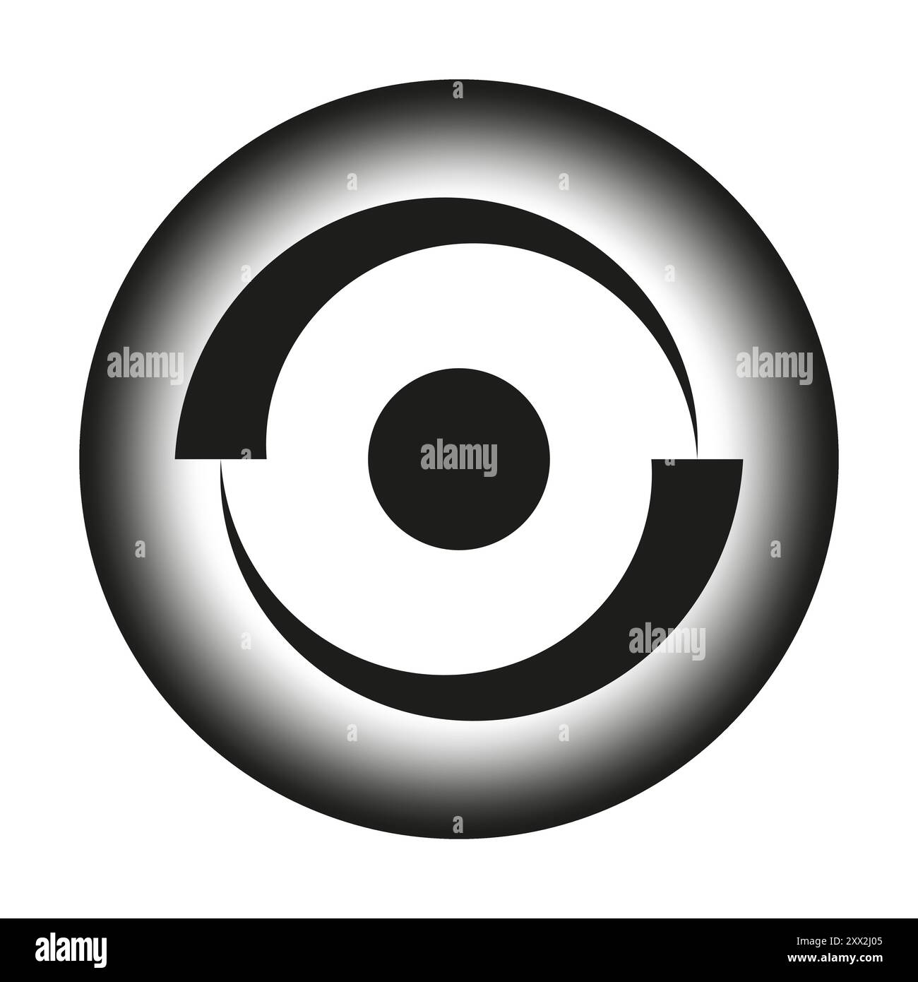 Abstract circular icon. Central circle focus. Gradient black and white. Vector symbol Stock ...