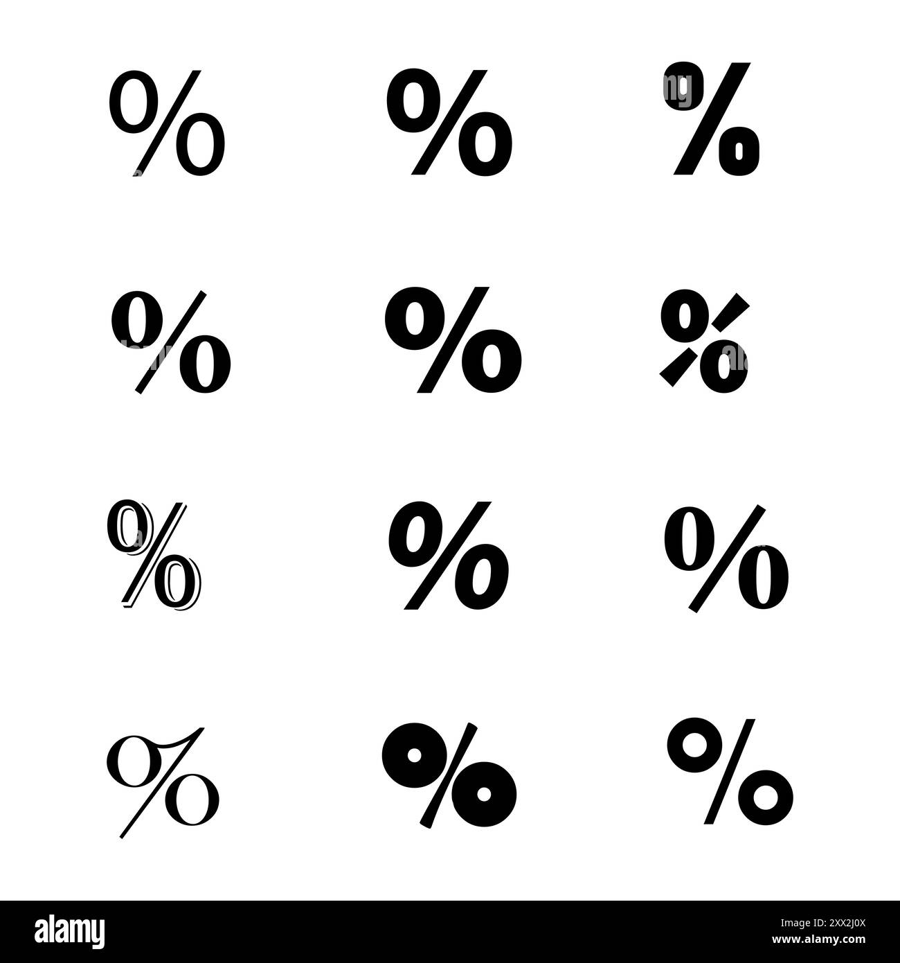 Set of percentage symbols. Twelve different percent signs. Vector ...