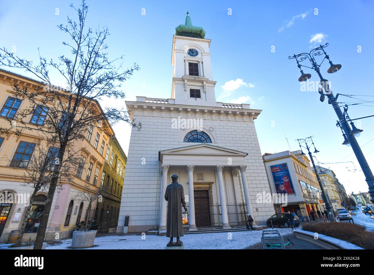 Budapest: John Calvin Statue and Reformed Church. Kalvin Ter Square ...
