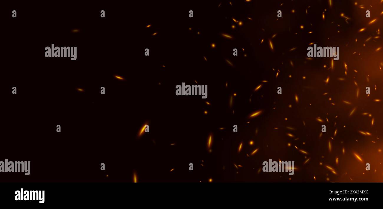 Flame with sparks, fire with flying cinder, abstract glowing embers ...