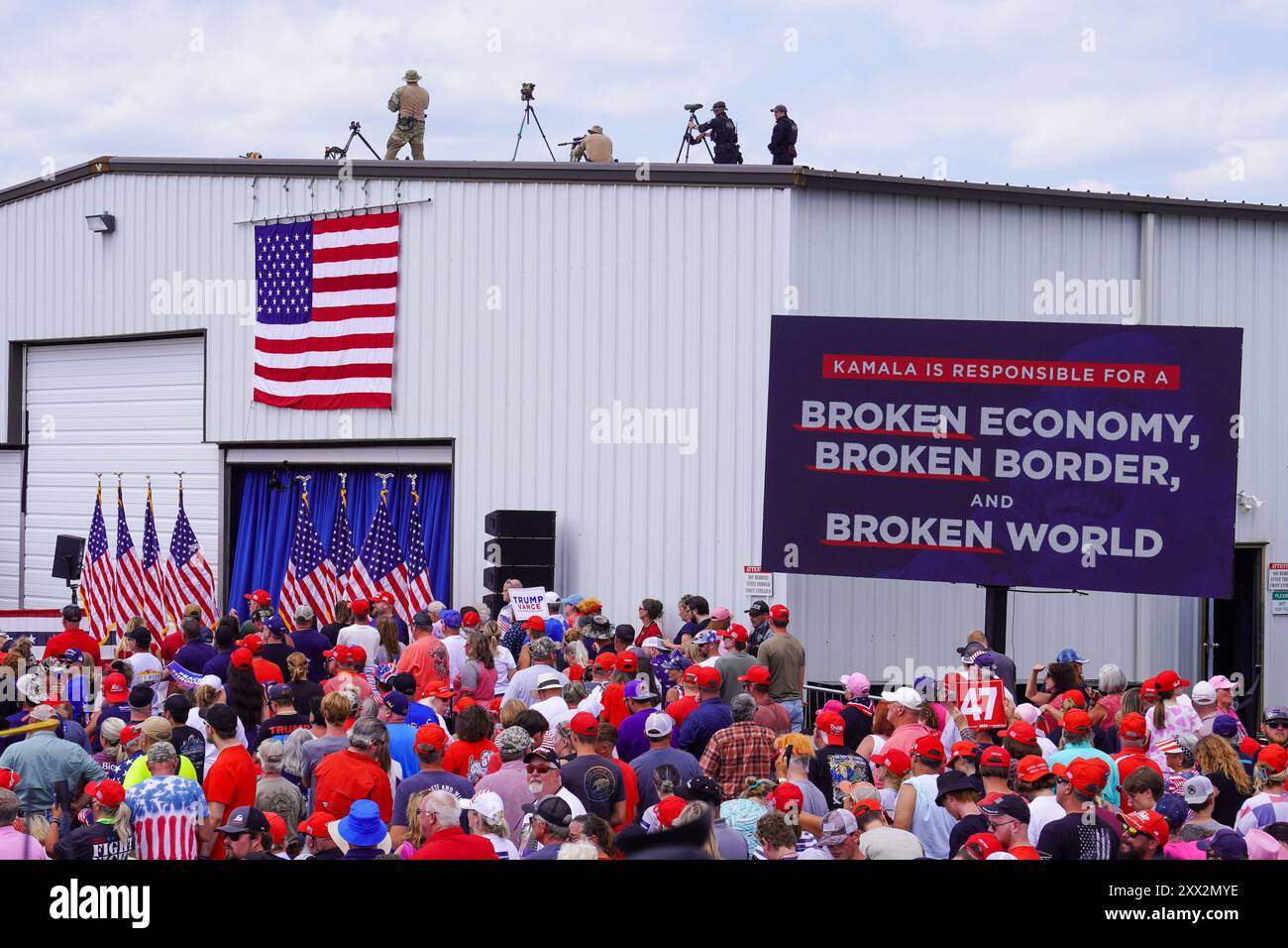 Asheboro, North Carolina, August 21, 2024 USA. Secret Service snipers ...