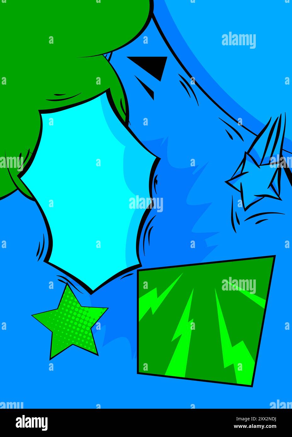 Cartoon green and blue comic book background. Retro vector comics pop ...