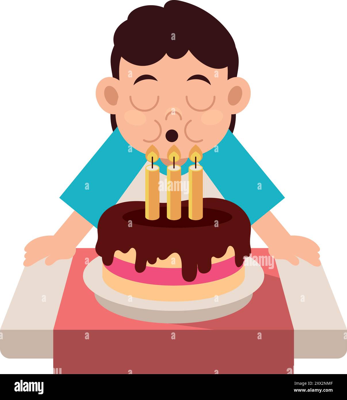 Child blowing candles cake Stock Vector Images - Alamy
