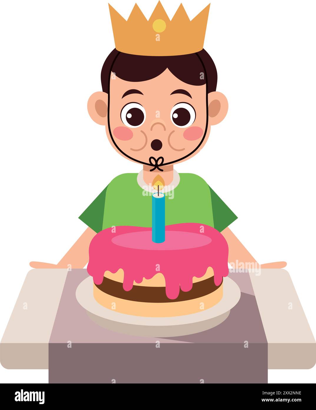boy blowing birthday candle Stock Vector Image & Art - Alamy