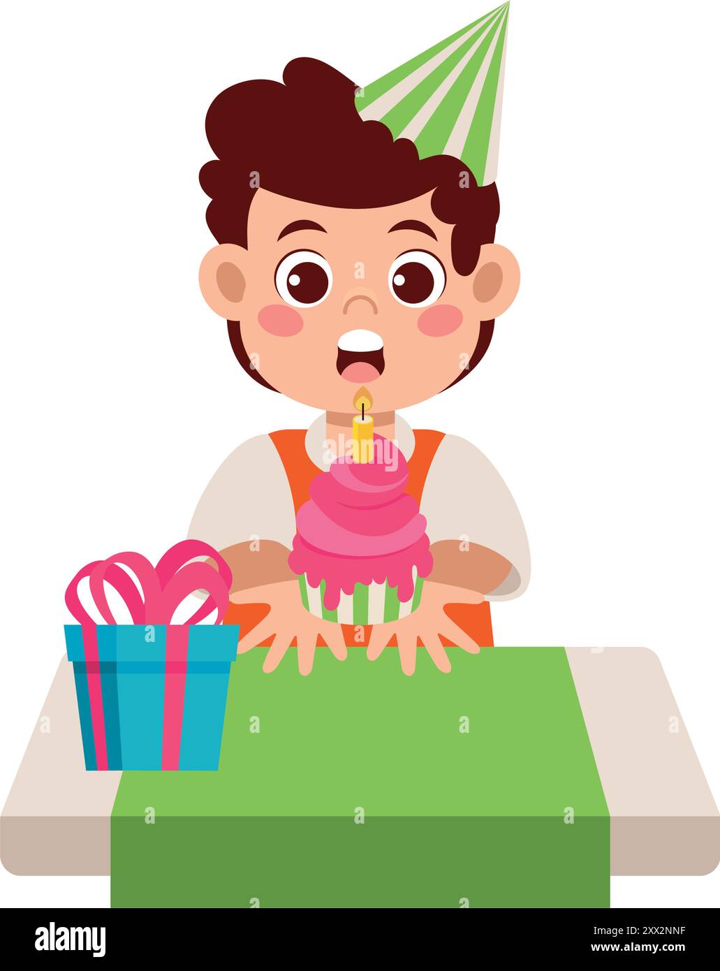 cute boy blowing birthday candle Stock Vector Image & Art - Alamy