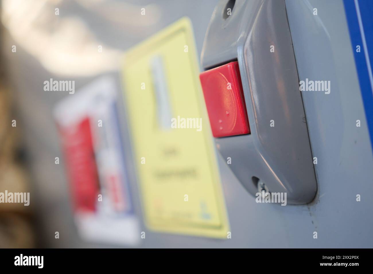 Closeup of Bus bell switch for stop inside the public bus Stock Photo ...
