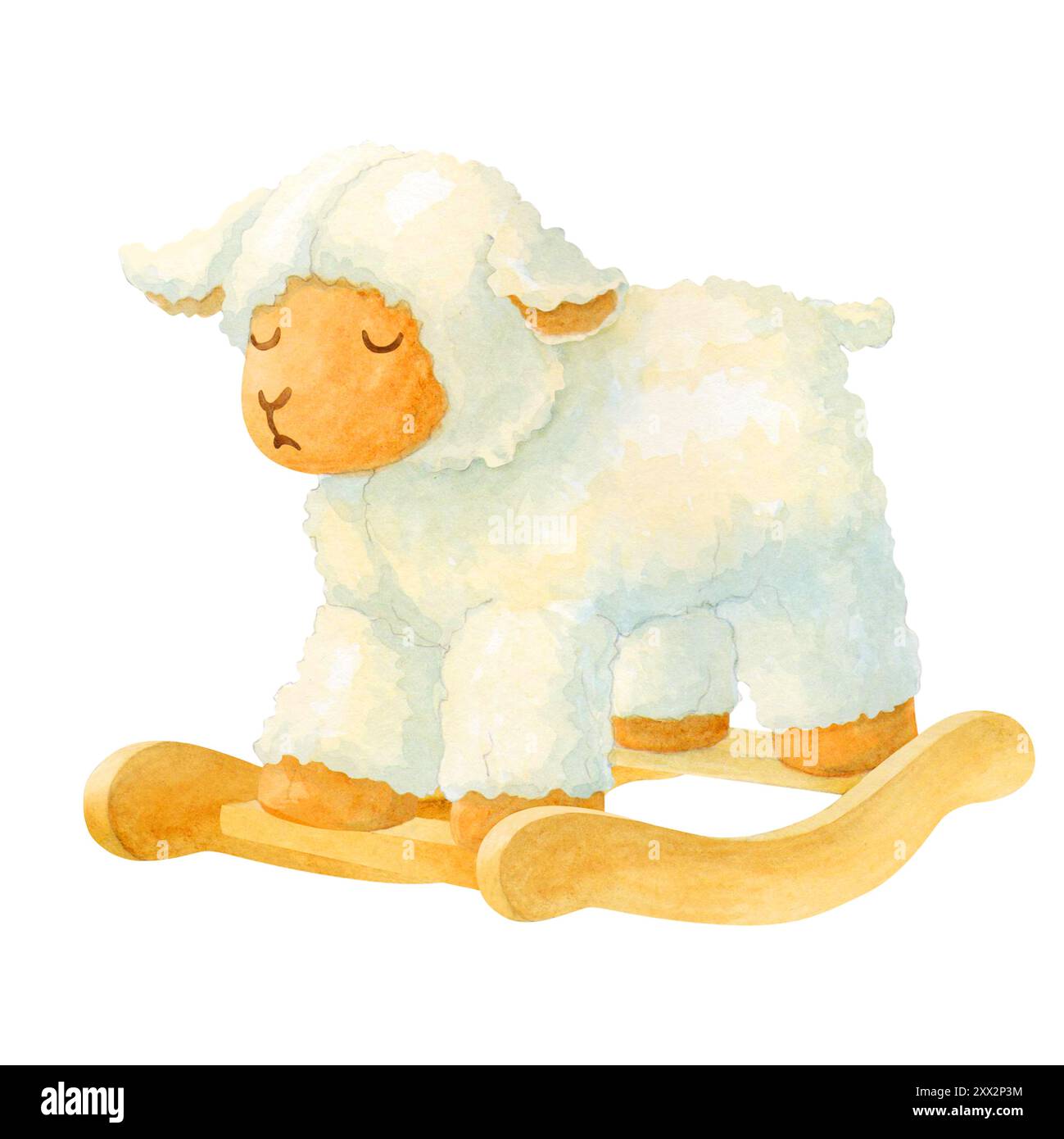 Rocking toy sleeping lamb. Watercolor plush toy for kid's bedroom decor ...