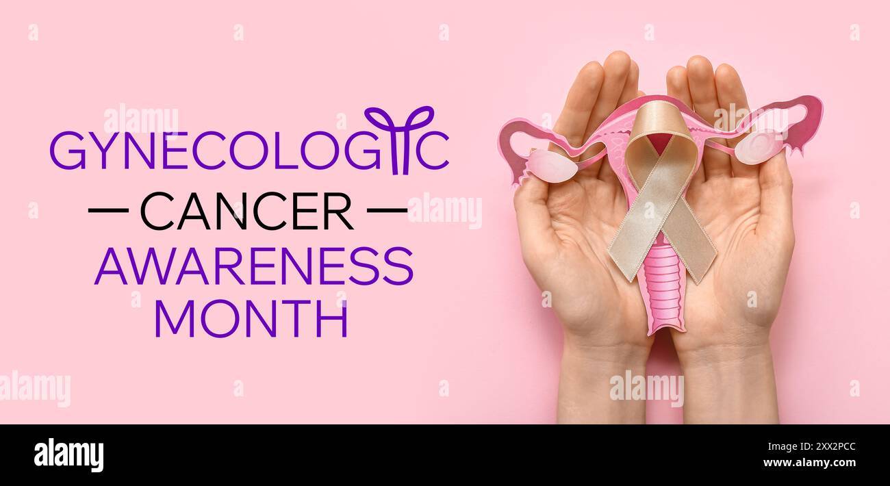 Awareness banner for Gynecologic Cancer Awareness Month with hands ...