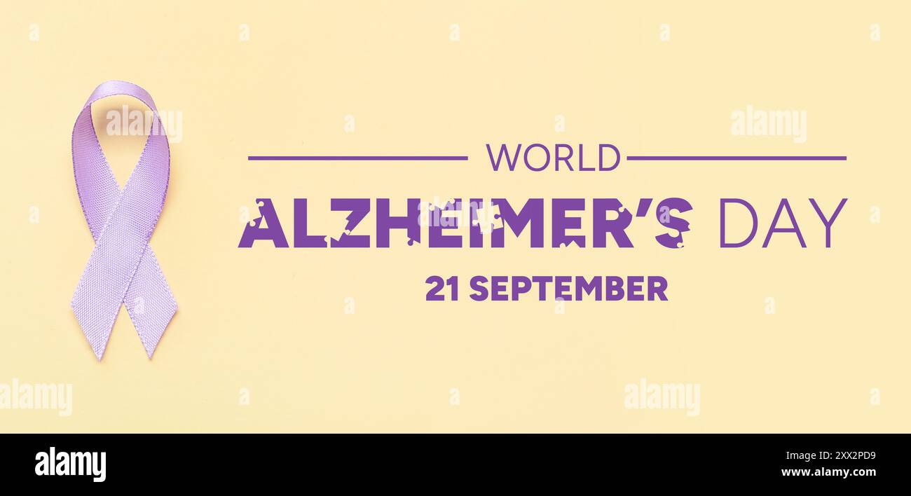Banner for World Alzheimer's Day with awareness ribbon Stock Photo - Alamy