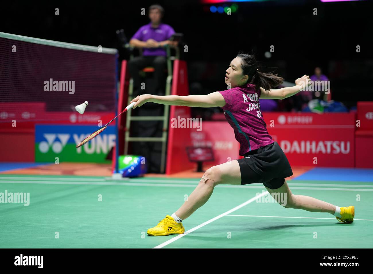 Yokohama, Japan. 22nd Aug, 2024. Ohori Aya of Japan hits a return during the women's singles ...