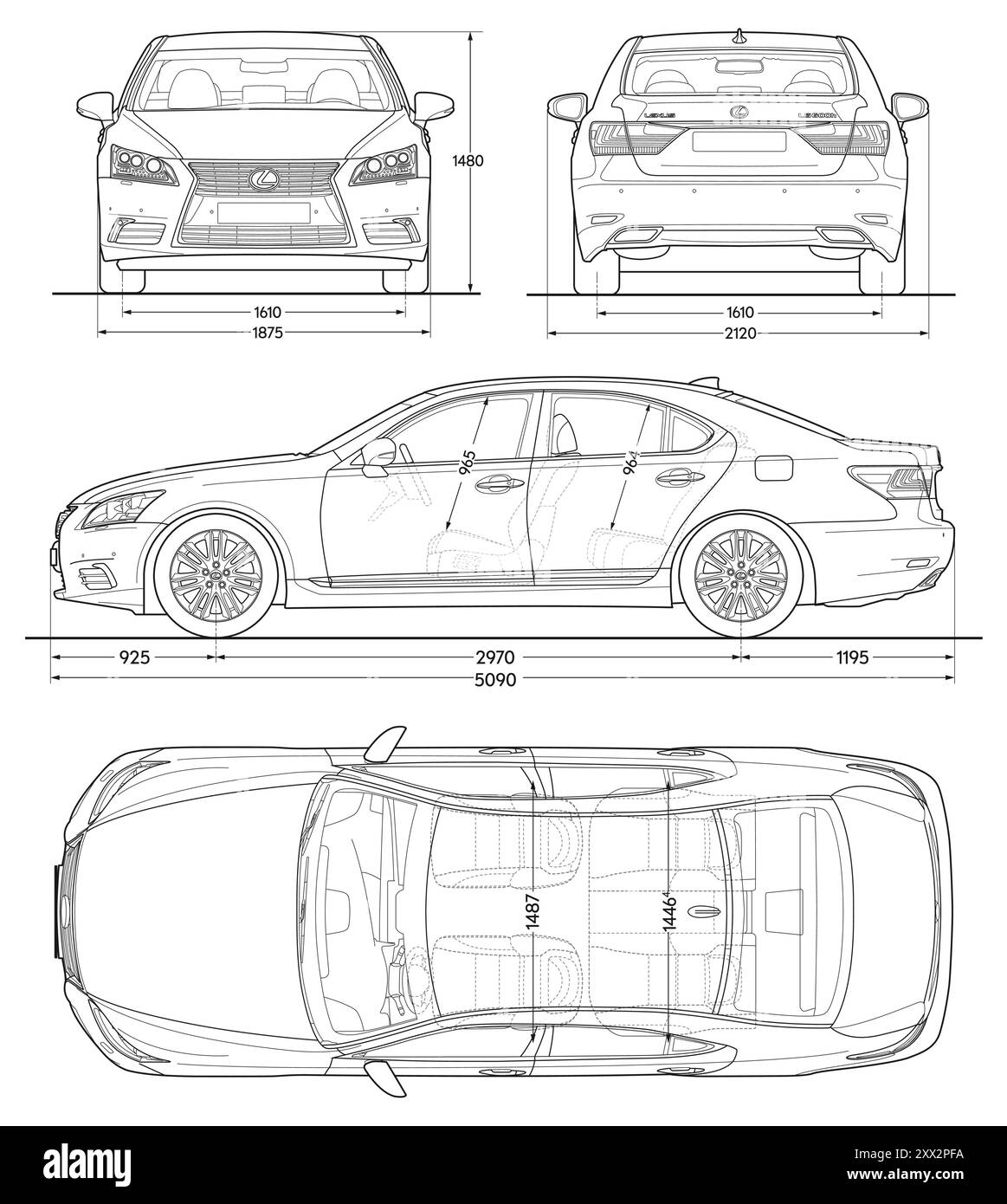 Lexus LS 2016 Car Blueprint Stock Vector Image & Art - Alamy