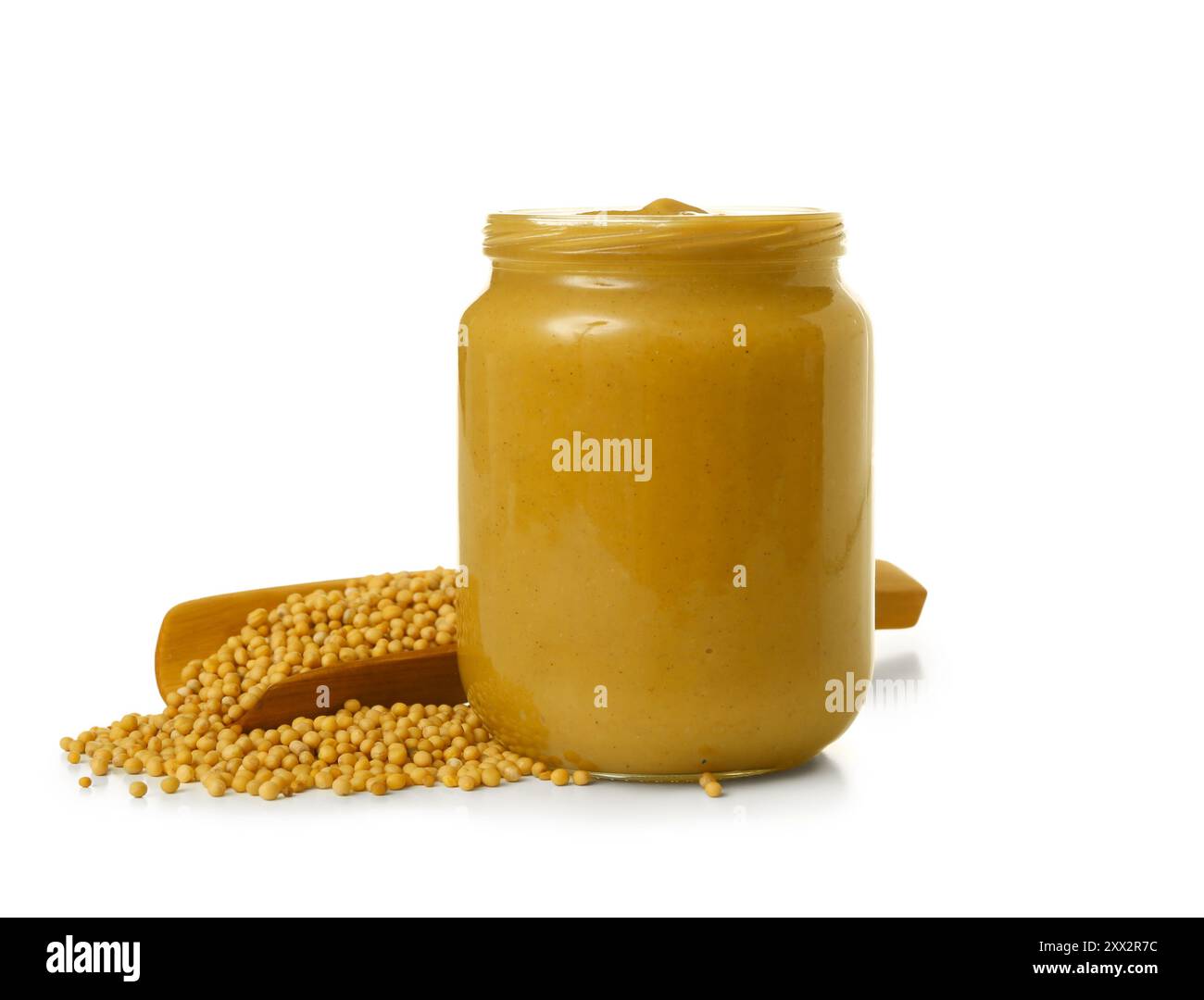 Jar with mustard and seeds isolated on white background Stock Photo - Alamy