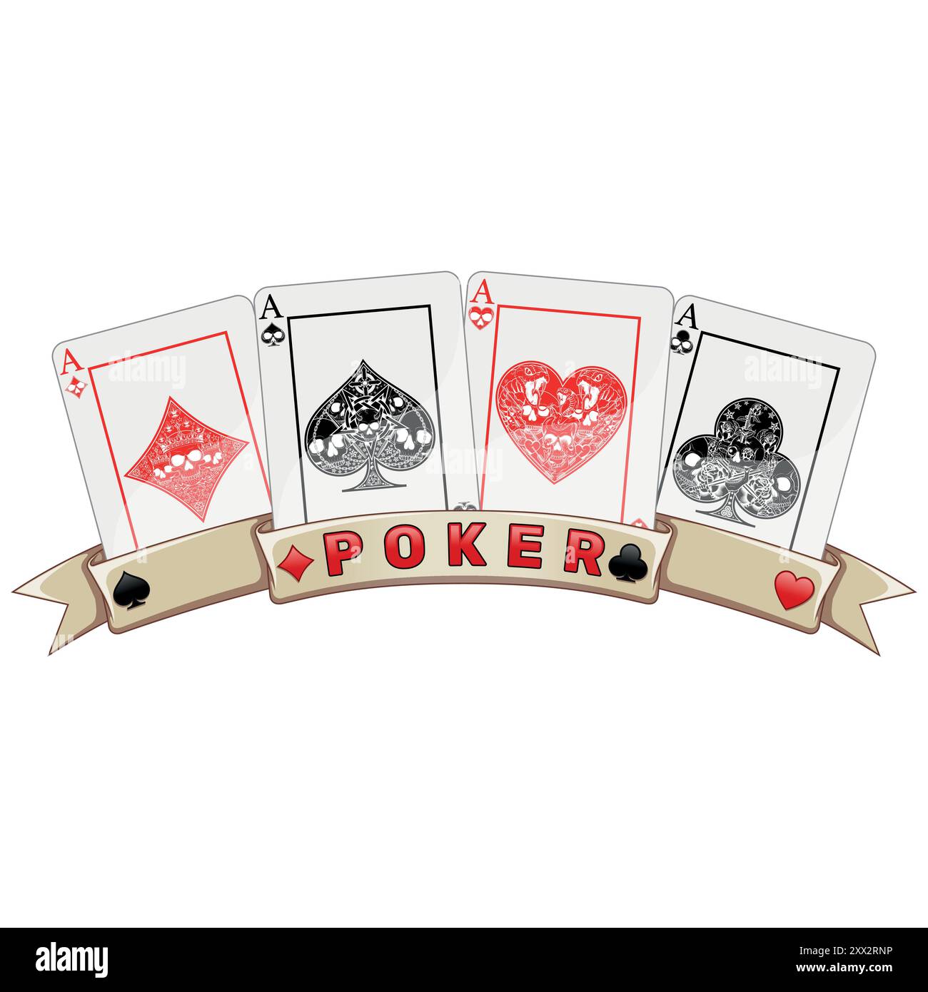 vector design of Poker cards with ribbons, poker symbols of heart ...