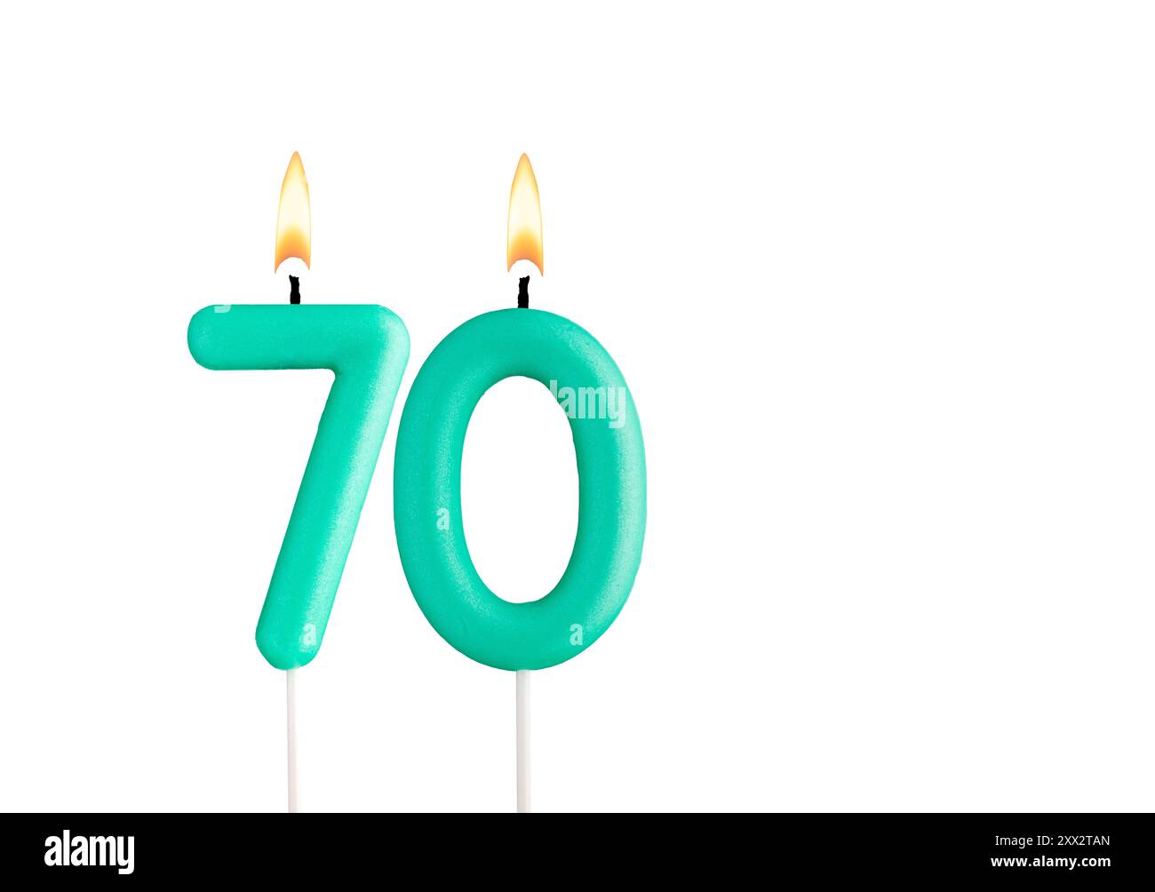 Birthday number 70 - Green birthday candle on white background Stock ...