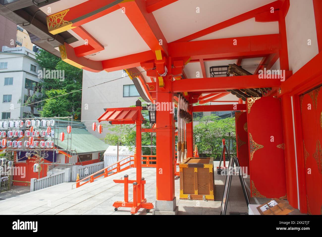 Haiden Main Hall of Hanazono Jinja. Hanazono Jinja Shrine is a Shinto ...