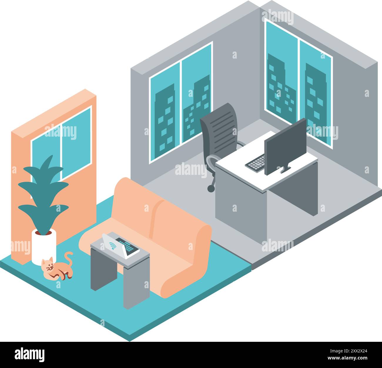 hybrid work flexible time Stock Vector Image & Art - Alamy