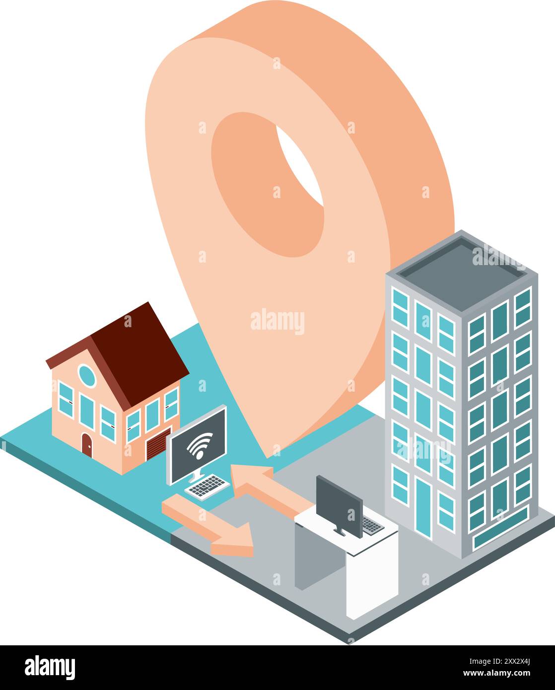 hybrid work location between office and home Stock Vector Image & Art ...