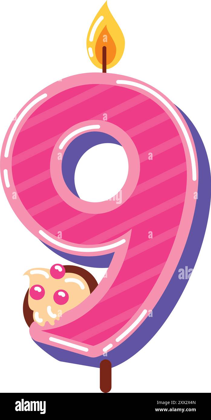 birthday candle number nine Stock Vector Image & Art - Alamy