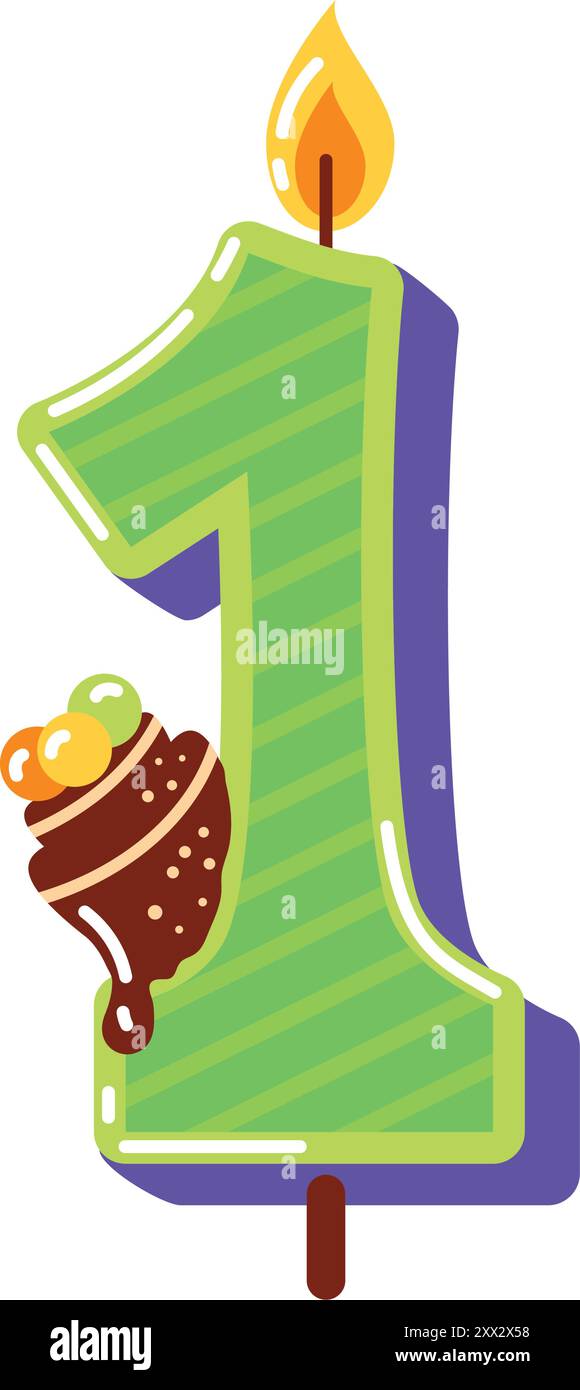 birthday candle number one Stock Vector Image & Art - Alamy