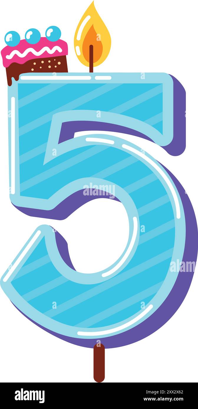 birthday candle number five Stock Vector Image & Art - Alamy