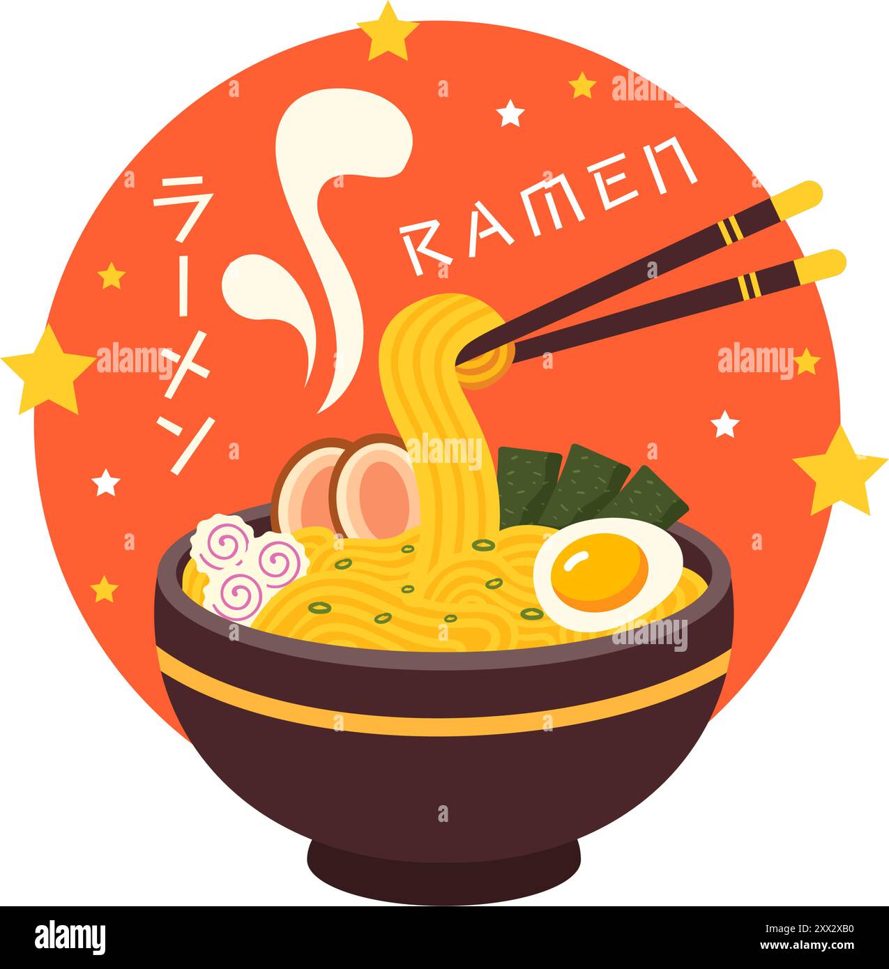 Ramen Vector Illustration of Japanese Food featuring Noodles ...