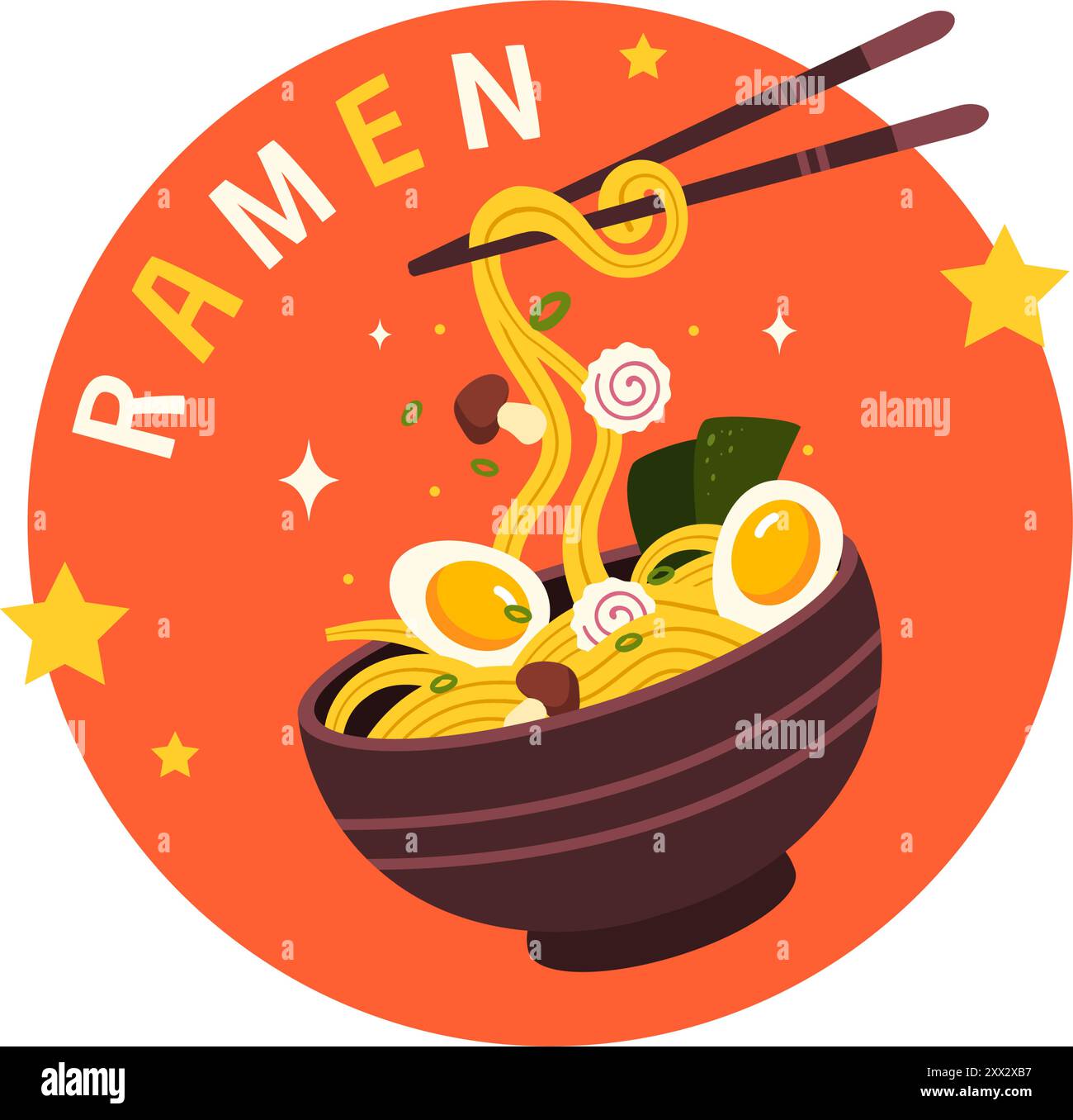 Ramen Vector Illustration of Japanese Food featuring Noodles ...