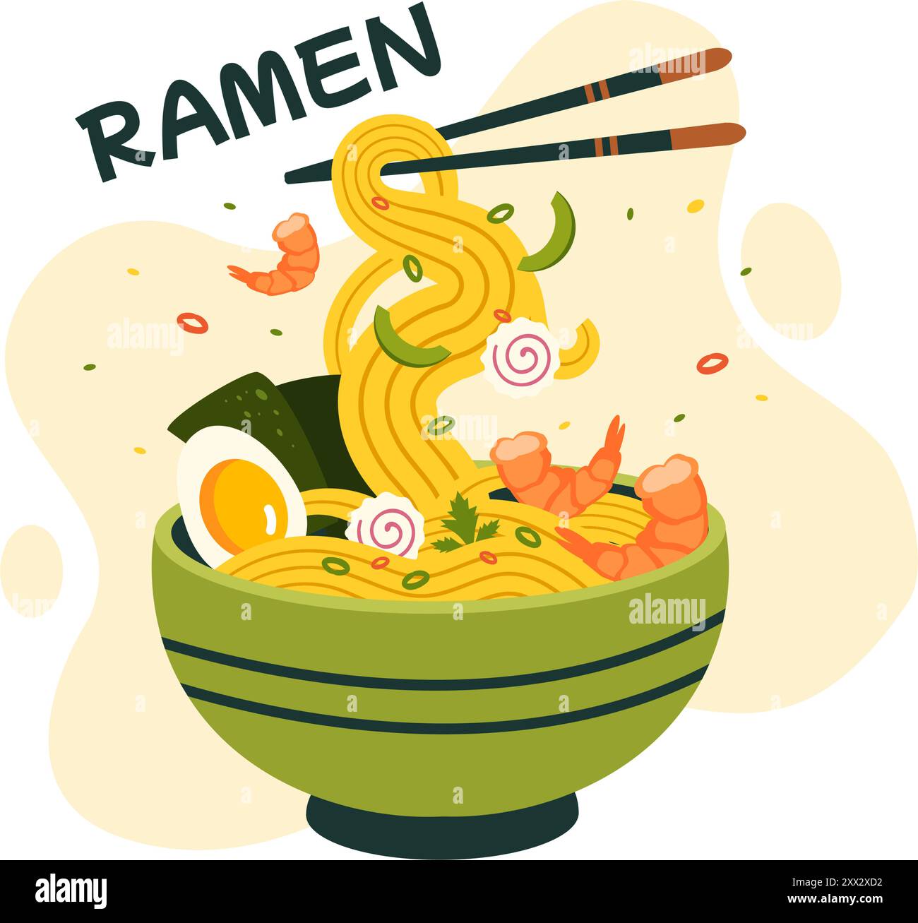 Ramen Vector Illustration of Japanese Food featuring Noodles ...