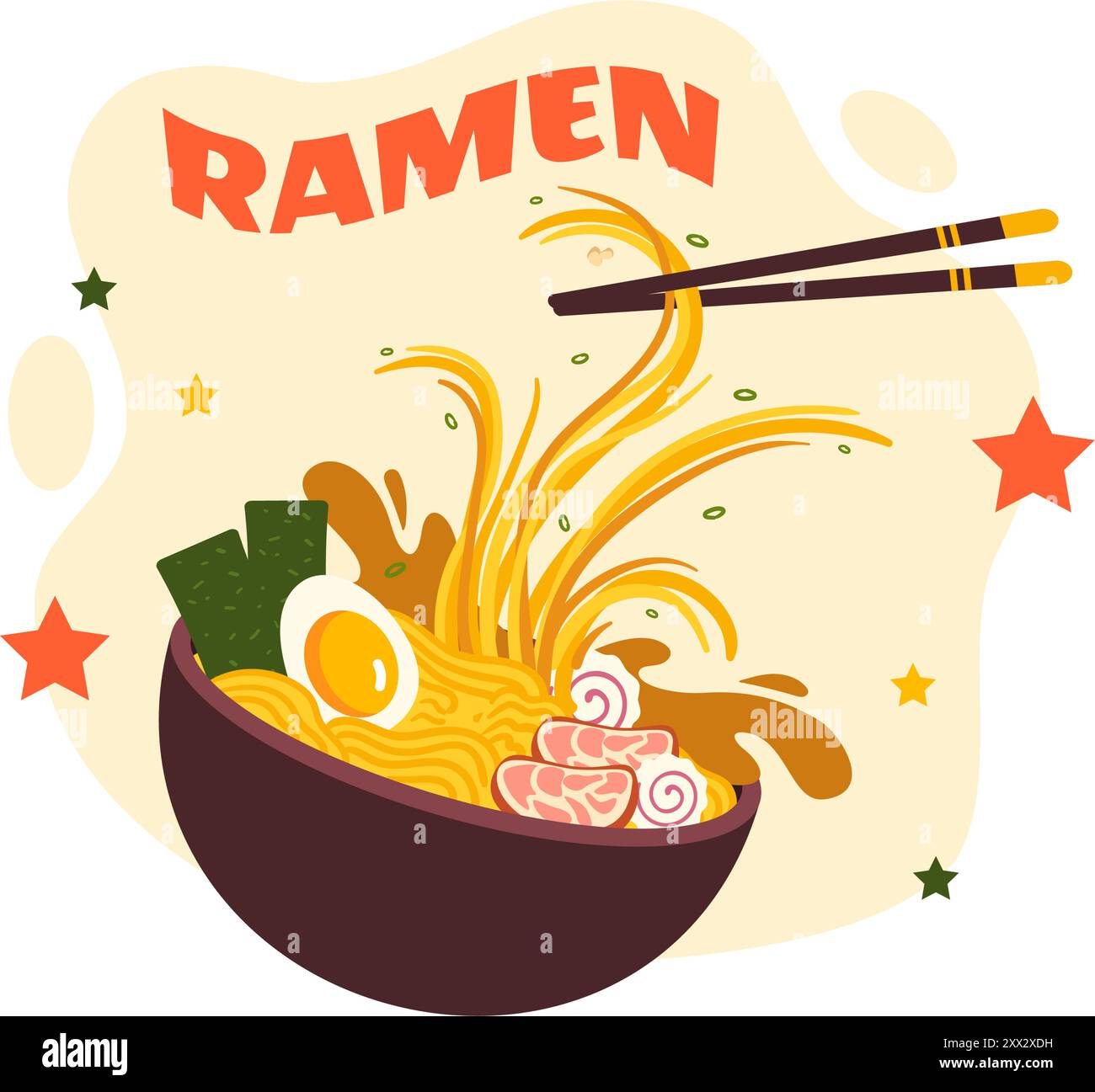 Ramen Vector Illustration of Japanese Food featuring Noodles ...