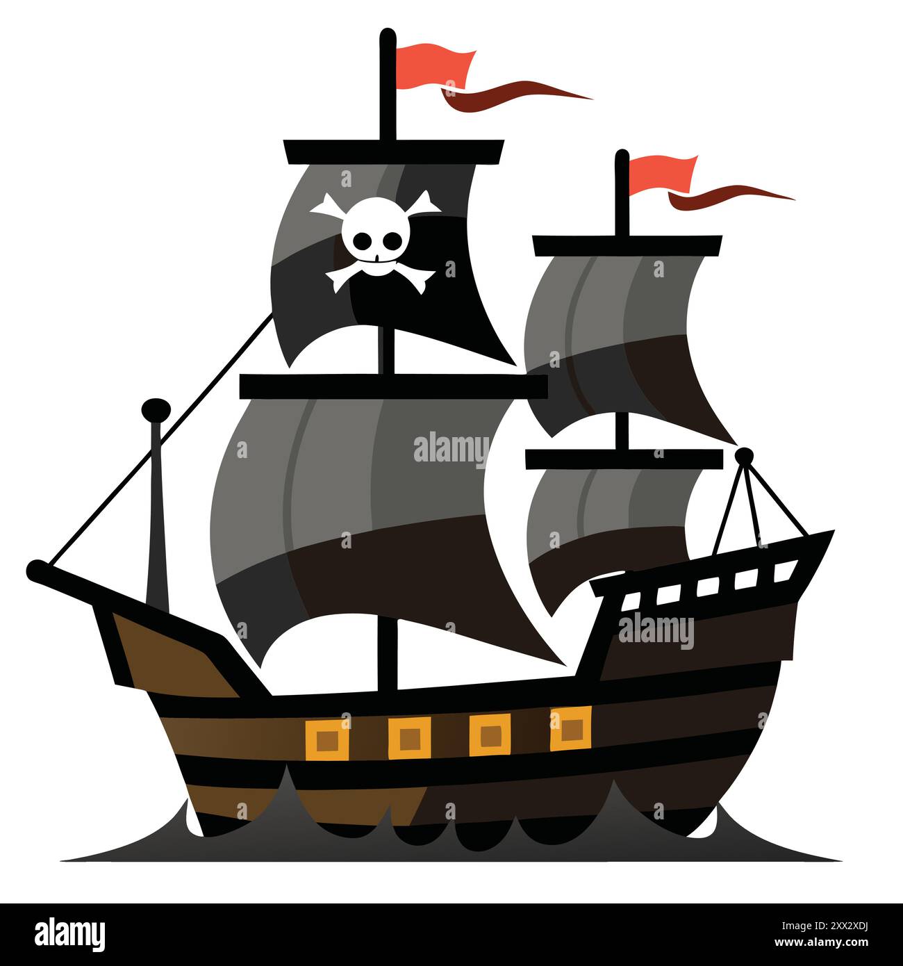 Pirate Ship Vector Illustration - High-Quality Printable Nautical ...