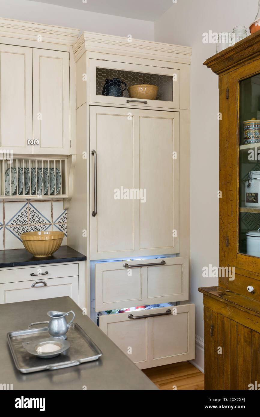 Stylish kitchen with cabinet front Liebherr refrigerator with two ...
