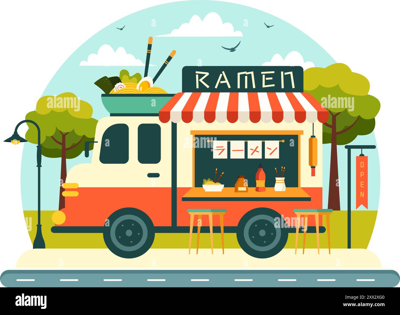 Ramen Vector Illustration of Japanese Food featuring Noodles ...